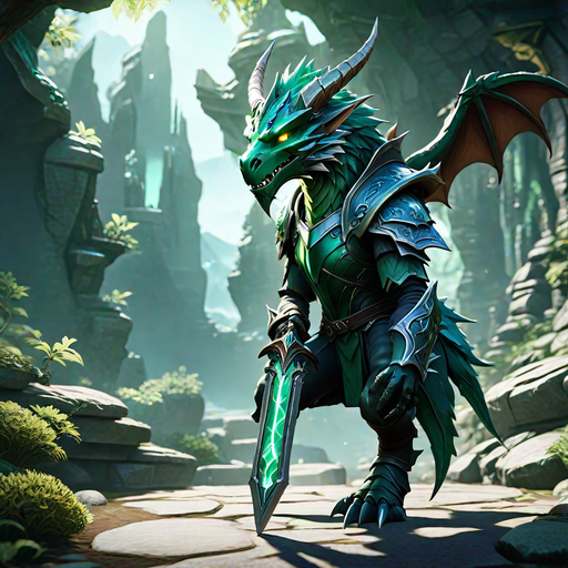 Emerald gem dragonborn spellblade - AI Image